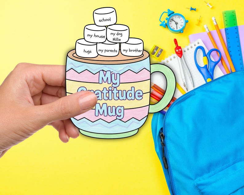 Gratitude Mug Craft Printable, Thanksgiving Craft for Kids, Thankful ...