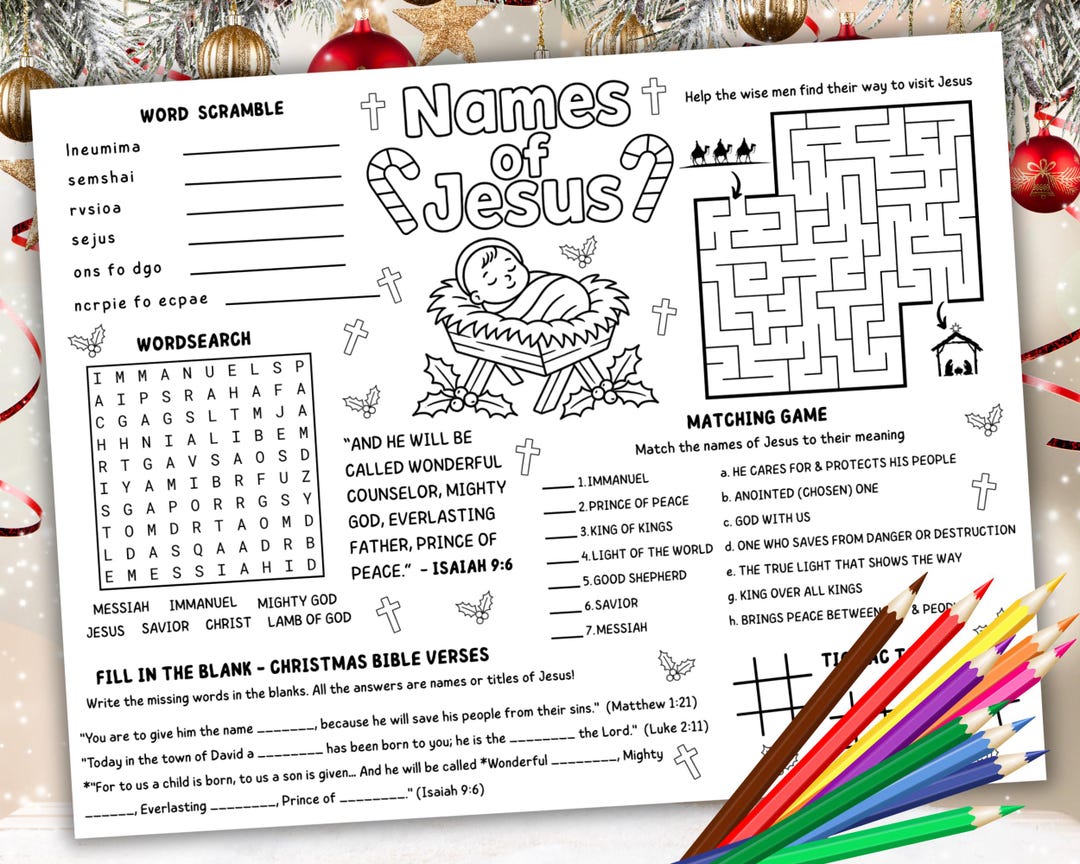 Names of Jesus Activity Placemat, Coloring Page Activity for Kids ...
