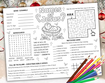 Names of Jesus Activity Placemat, Coloring Page Activity for Kids ...
