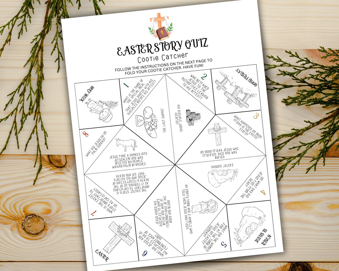 Easter Story Printable, Kids Easter Activity, Easter Cootie Catcher ...
