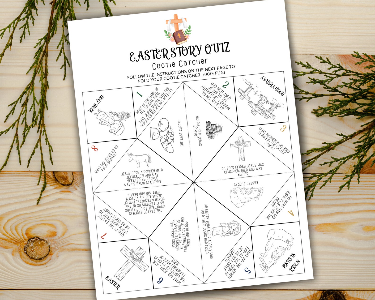 Easter Story Printable, Kids Easter Activity, Easter Cootie Catcher ...