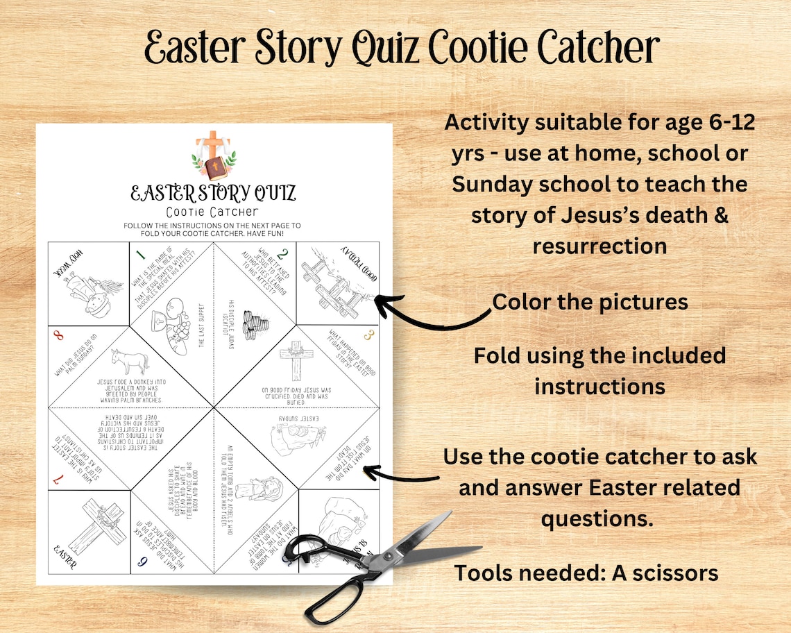 Easter Story Printable, Kids Easter Activity, Easter Cootie Catcher ...
