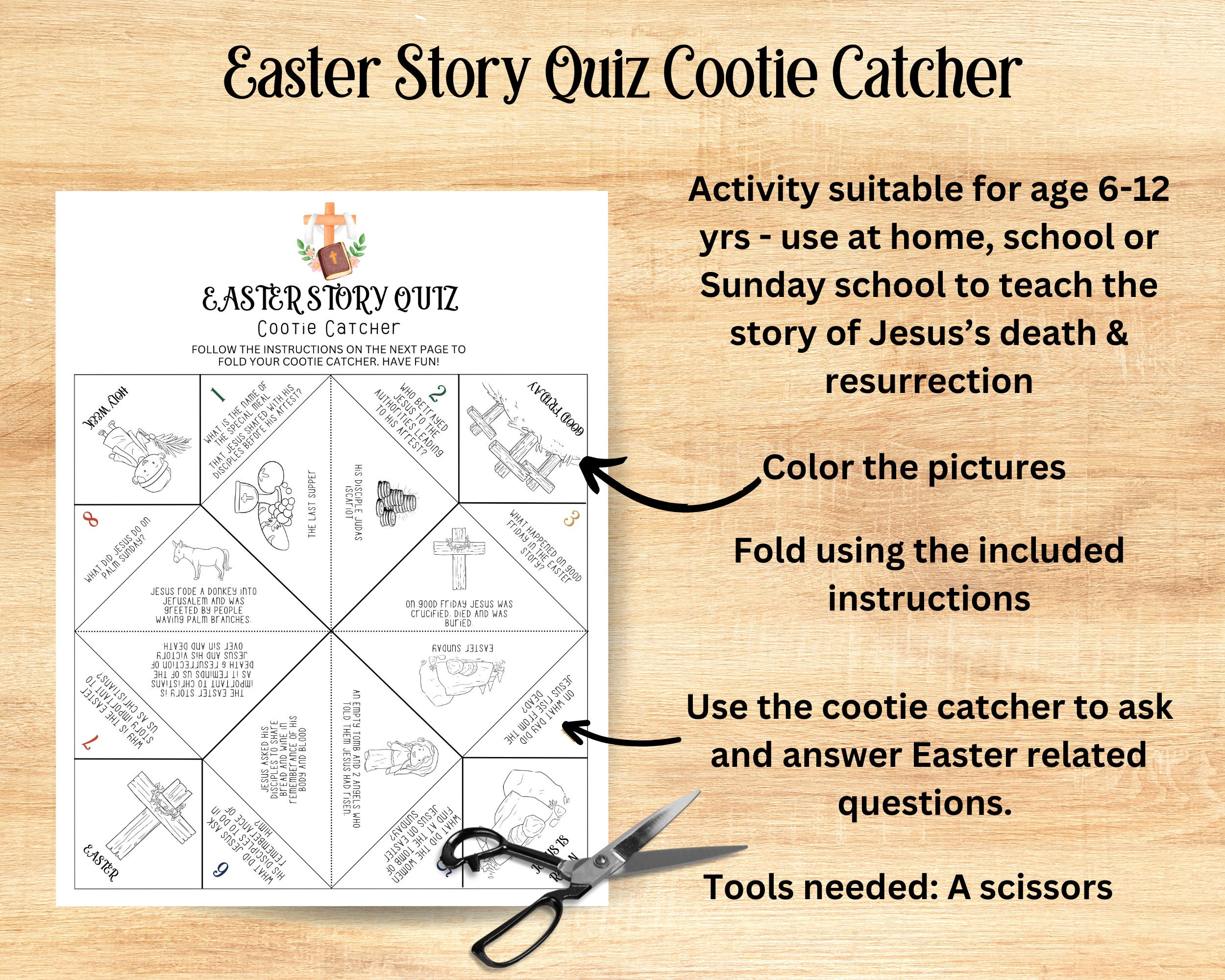 Easter Story Printable, Kids Easter Activity, Easter Cootie Catcher ...