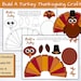 Build A Turkey Craft for Kids, Thankful Turkey, Printable Thanksgiving ...