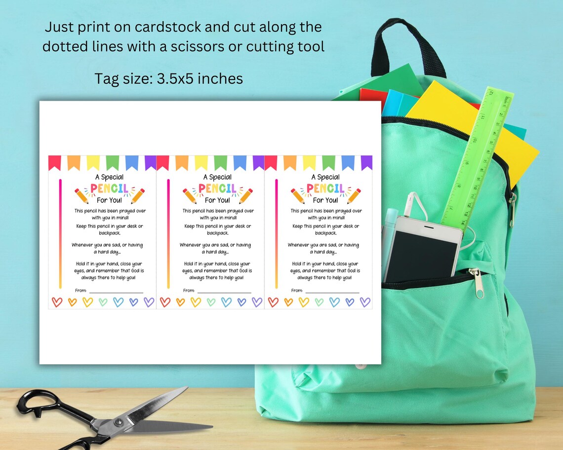 Pencil Blessing Back to School, Editable Name, Pencil Gift Tag ...