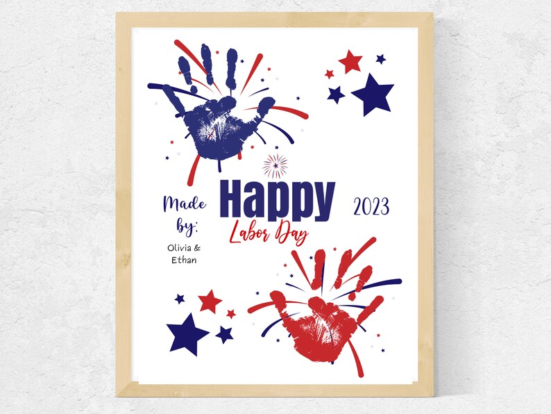Labor Day Handprint Art Craft, Printable Labor Day Activity for Toddler ...