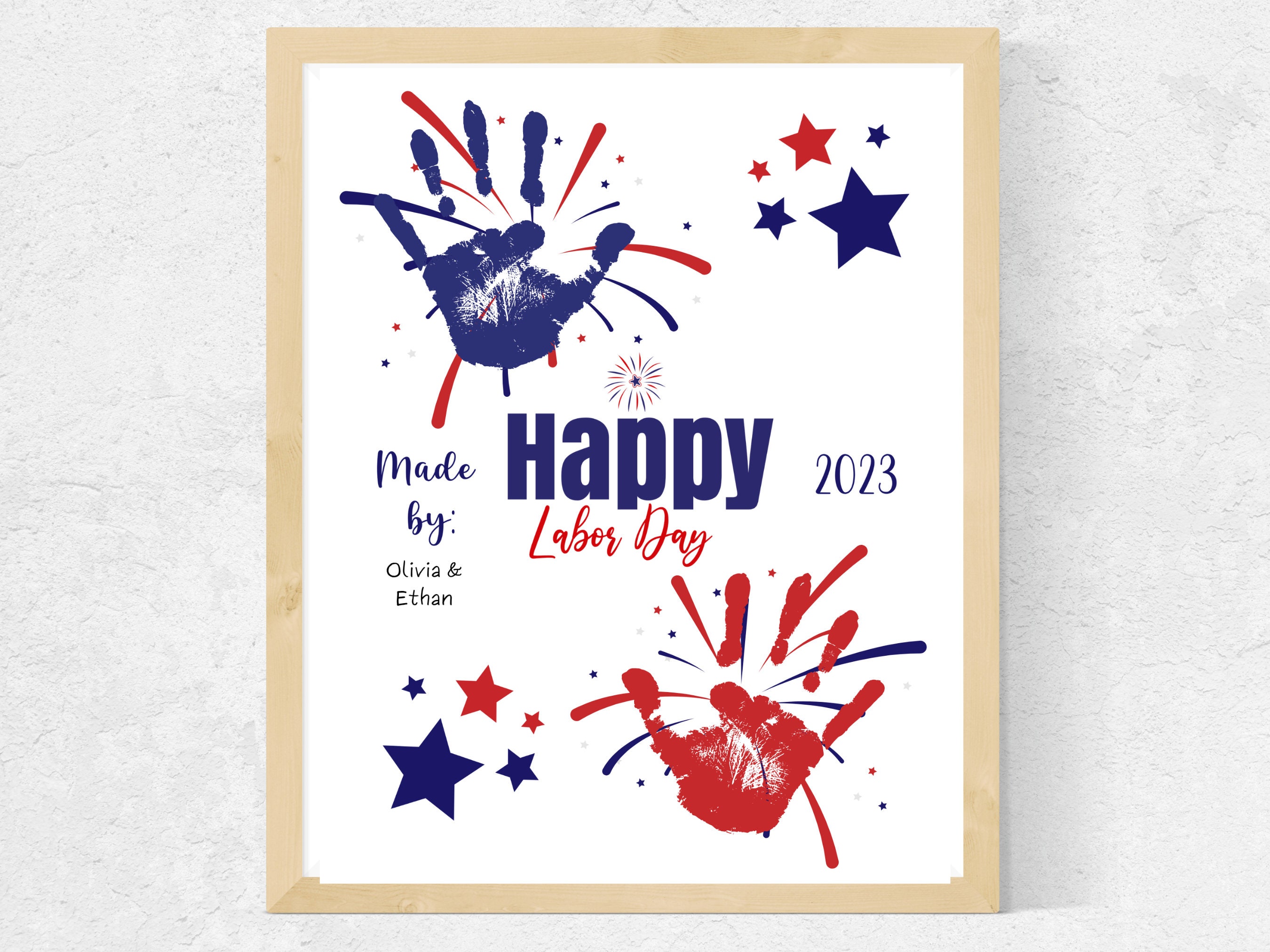 Labor Day Handprint Art Craft, Printable Labor Day Activity for Toddler ...