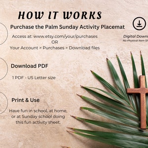 Printable Palm Sunday Activity Placemat, Holy Week, Coloring Page, Palm ...