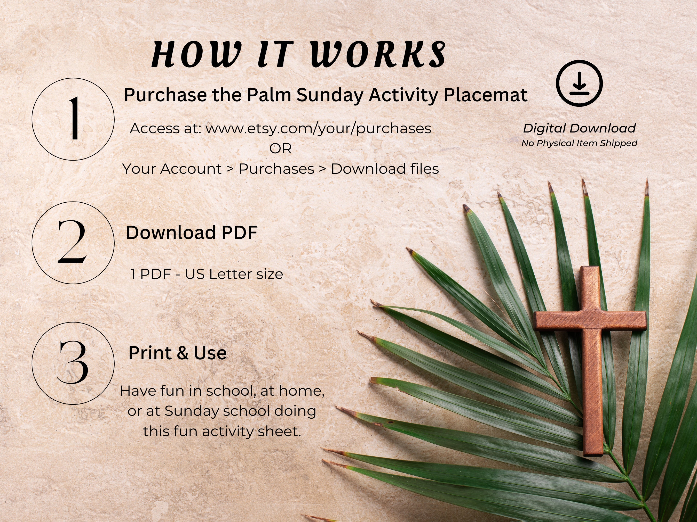 Printable Palm Sunday Activity Placemat, Holy Week, Coloring Page, Palm ...
