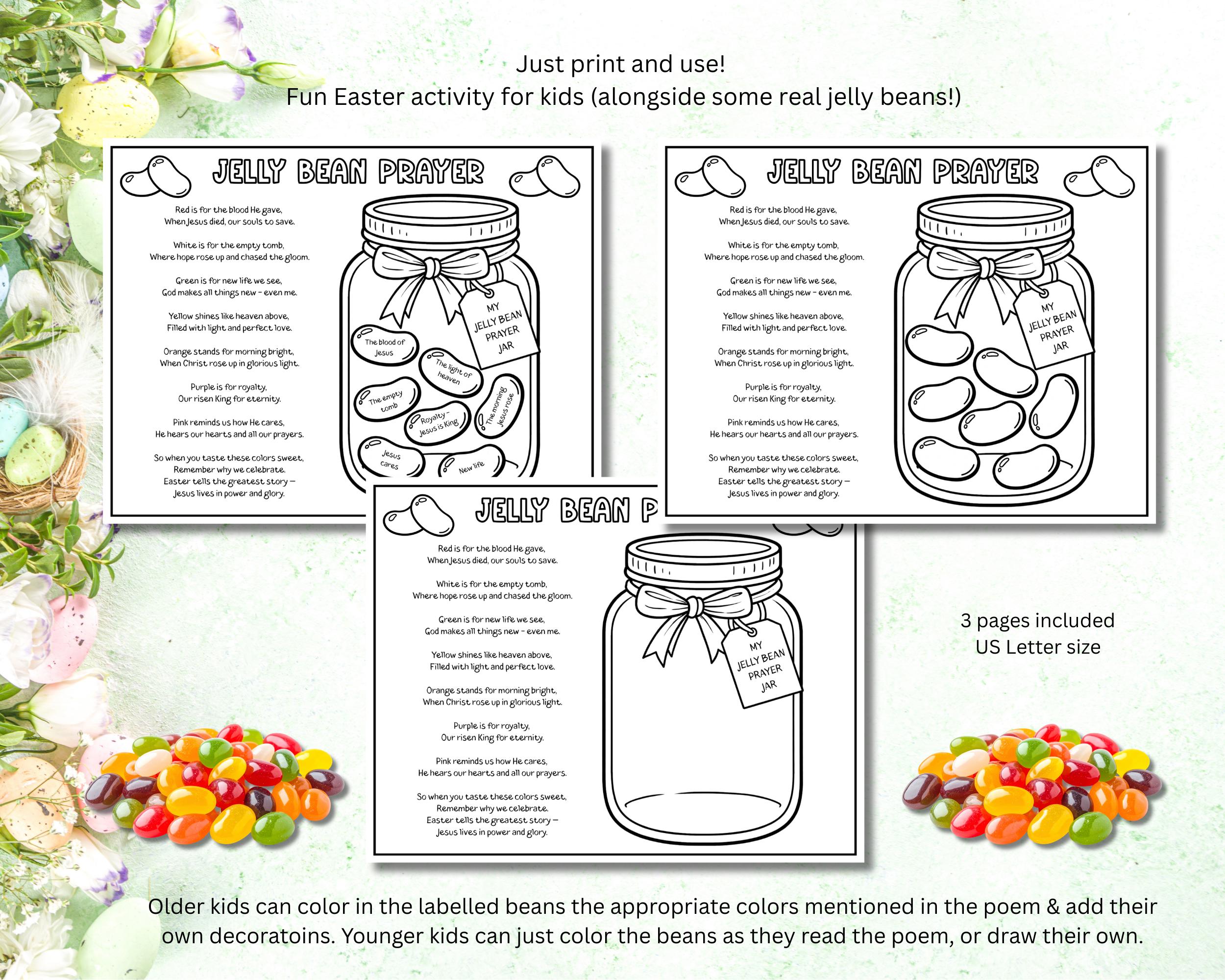 Jelly Bean Prayer Coloring Page Printable, Jelly Bean Poem, Christian ...
