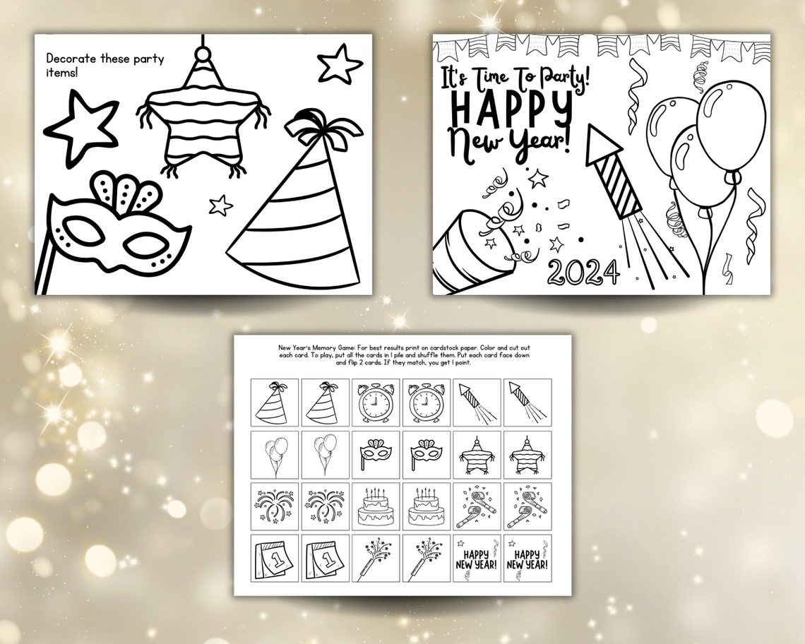 Printable New Years Activity Placemat, New Year's Coloring Pages, Kids ...