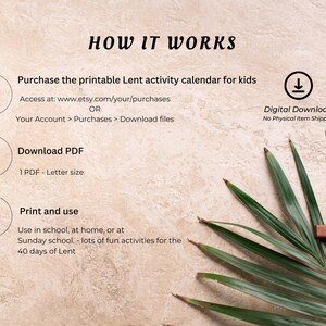 40 Days of Lent Countdown Calendar, Lenten Activities for Kids, Holy ...