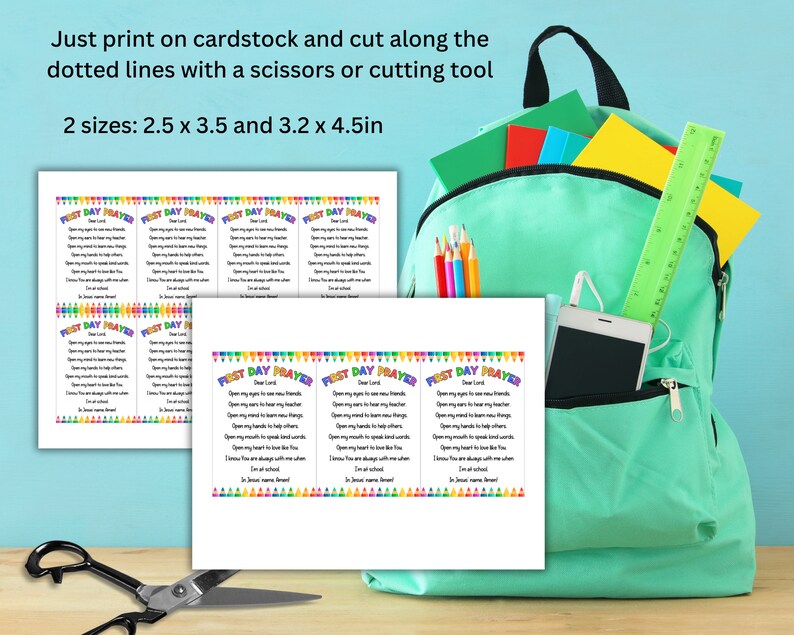 First Day of School Prayer Tag, Back to School Prayer, Printable Gift ...