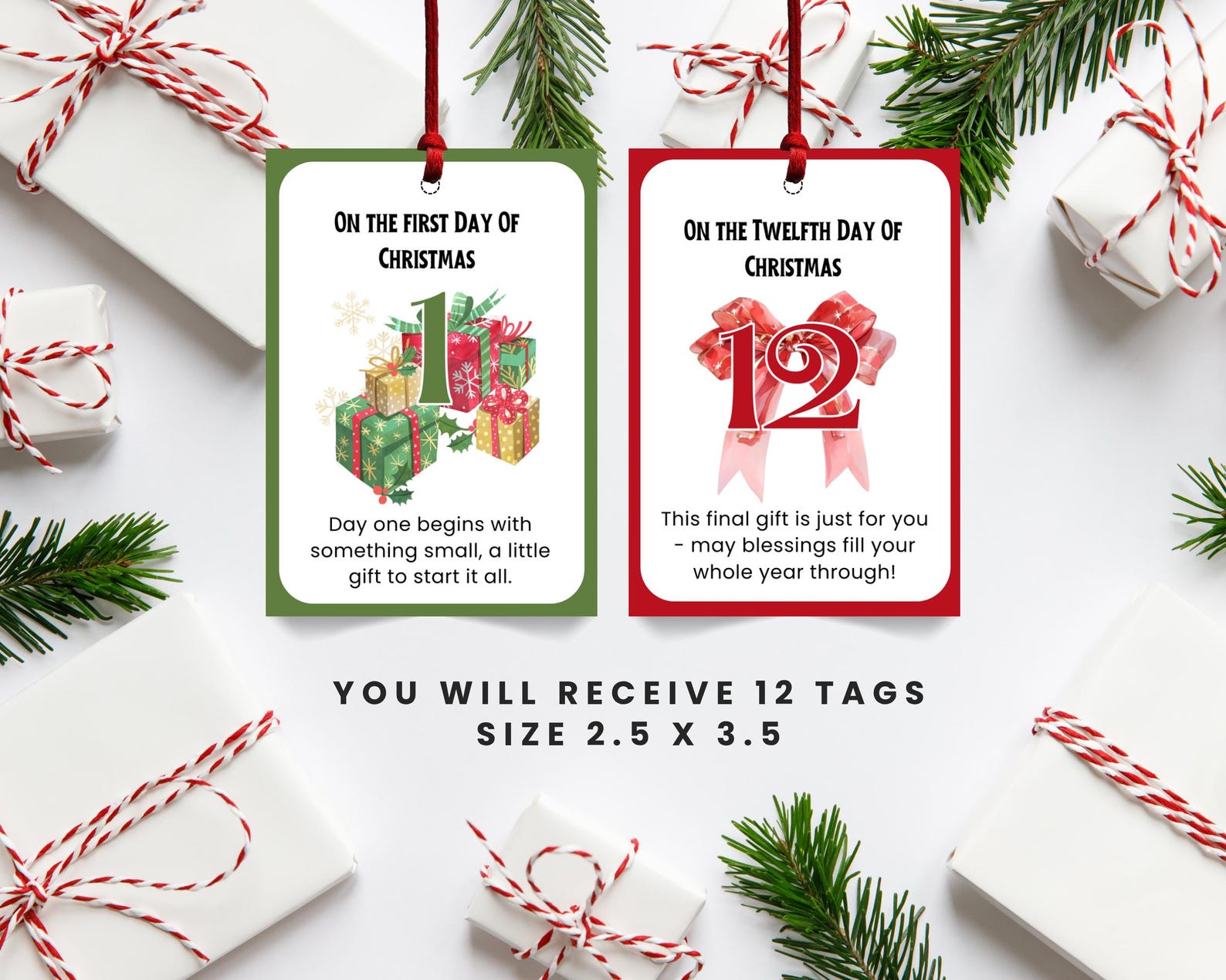 12 Days of Christmas Gift Tags, 12 Days of Christmas Printable, Secret ...