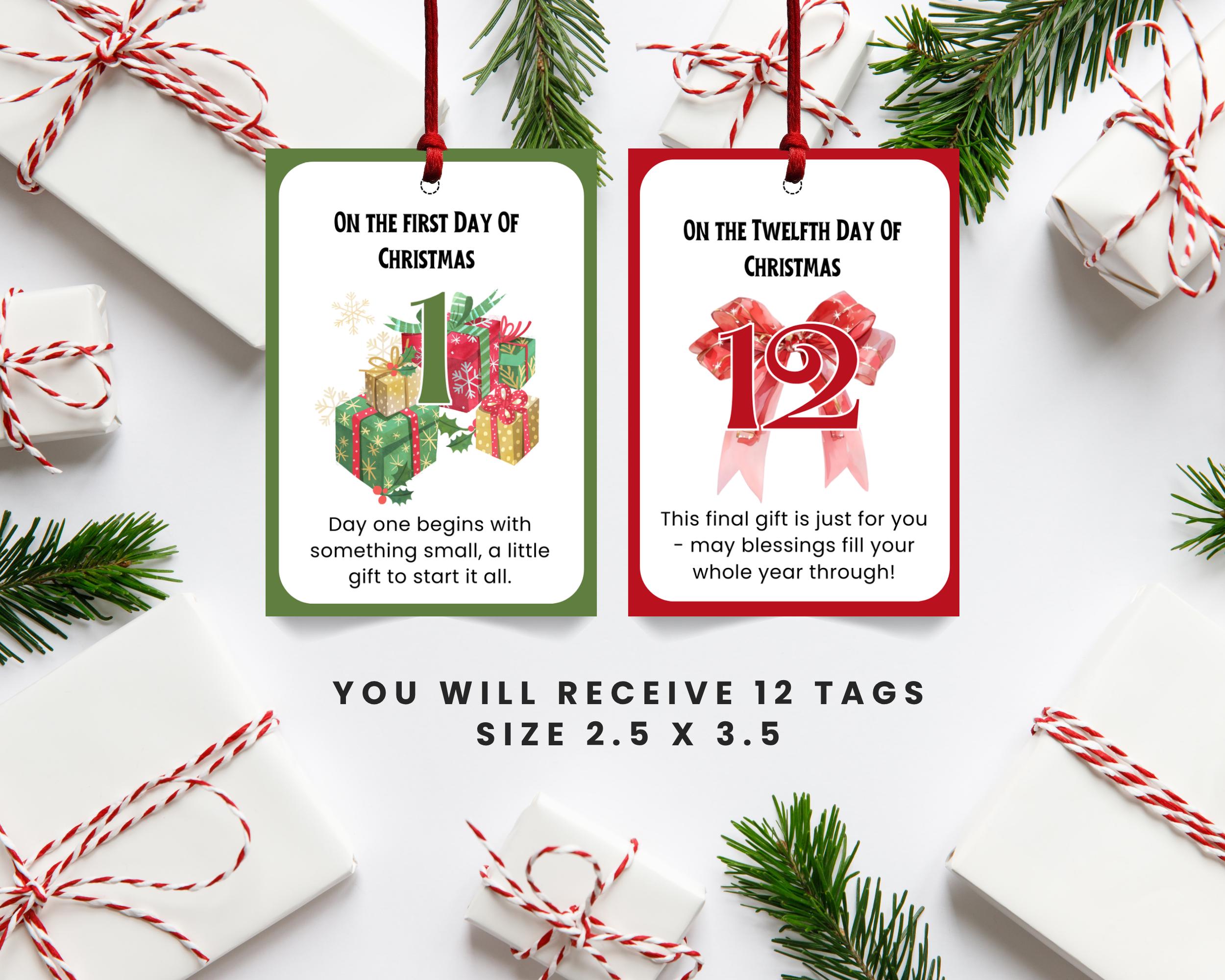 12 Days of Christmas Gift Tags, 12 Days of Christmas Printable, Secret ...