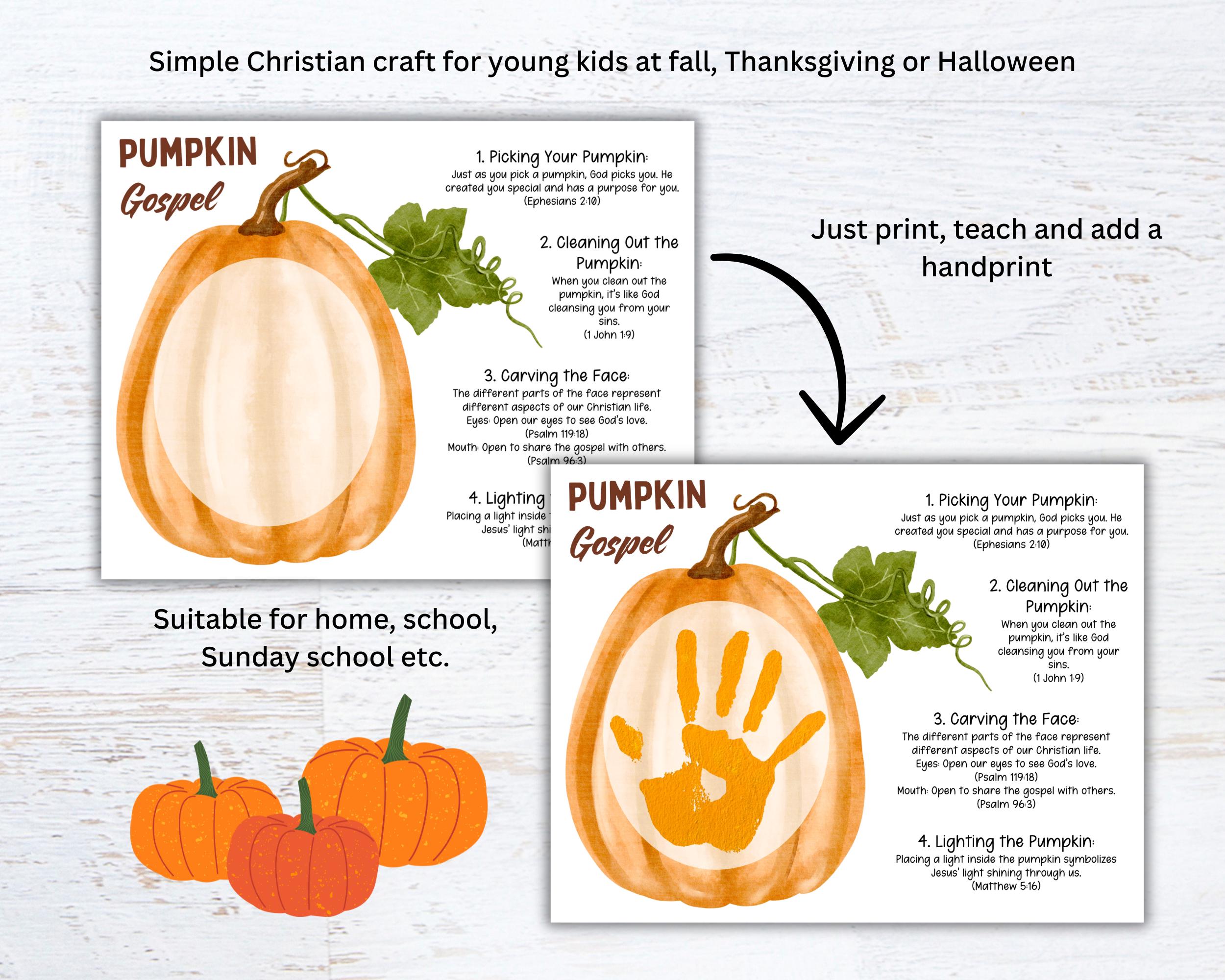 Pumpkin Gospel Handprint Art, Pumpkin Gospel Printable, Fall Craft ...