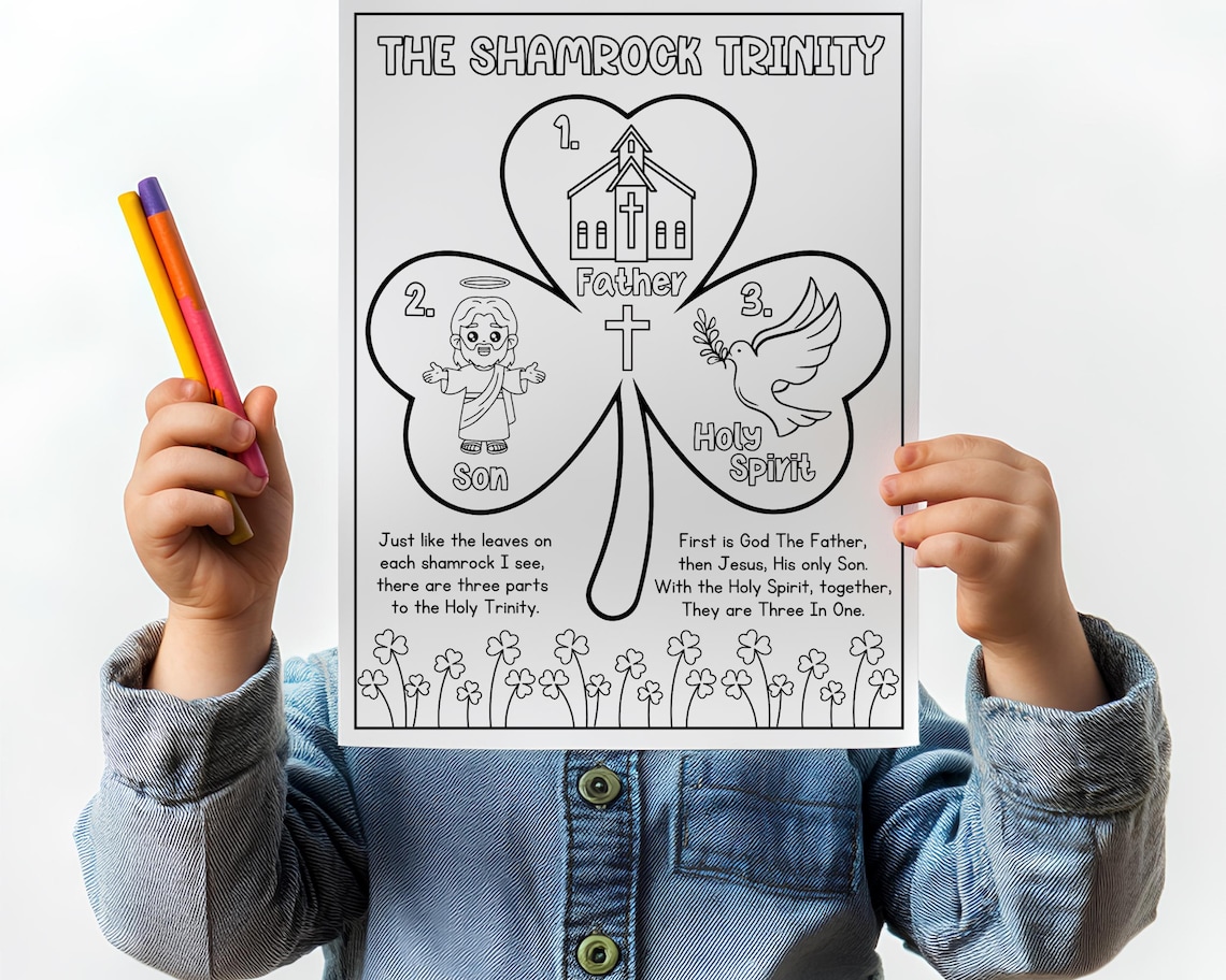 St. Patrick's Day Holy Trinity Coloring Page, Printable Shamrock ...