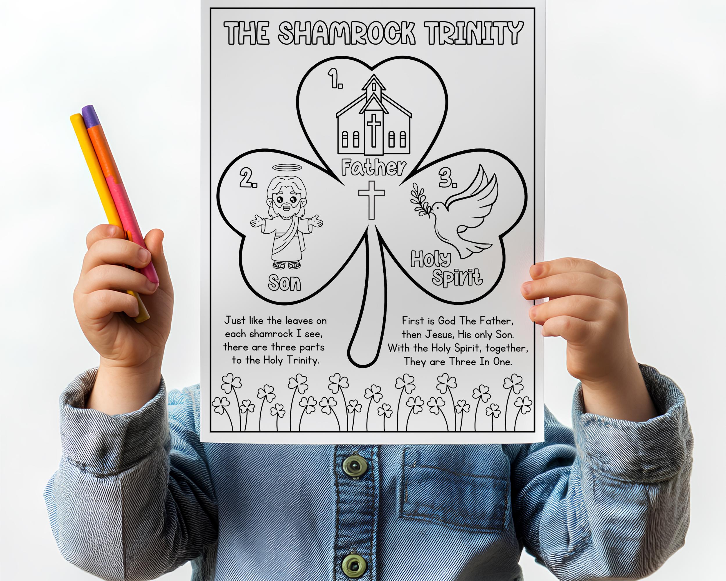 St. Patrick's Day Holy Trinity Coloring Page, Printable Shamrock ...