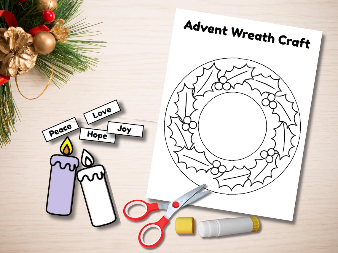 Advent Wreath Paper Craft, Advent Bible Craft, Christmas Coloring Craft ...