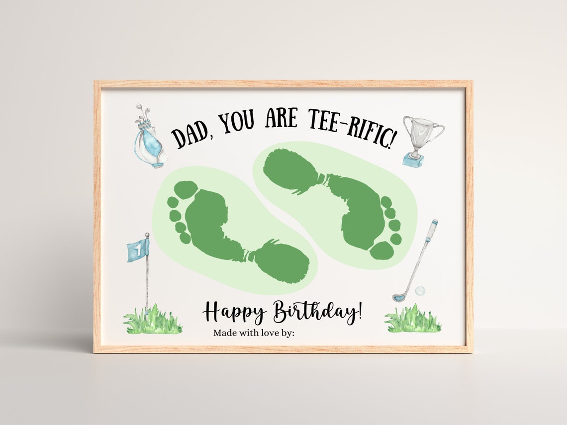 Golf Handprint Footprint Art, Birthday Printable Craft, Dad Golf ...