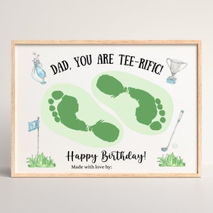 Golf Handprint Footprint Art, Birthday Printable Craft, Dad Golf ...