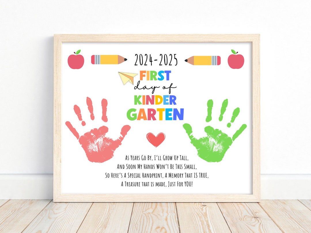 First Day of Kindergarten Handprint Art, Kindergarten Kids Handprint ...
