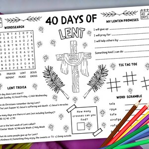Lent Activity Placemat, 40 Days of Lent Coloring Page for Kids, Lent ...