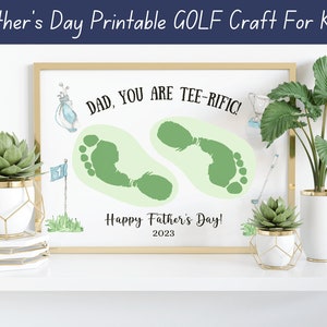 Father's Day Golf Handprint Footprint Art, Printable Craft, Father's ...