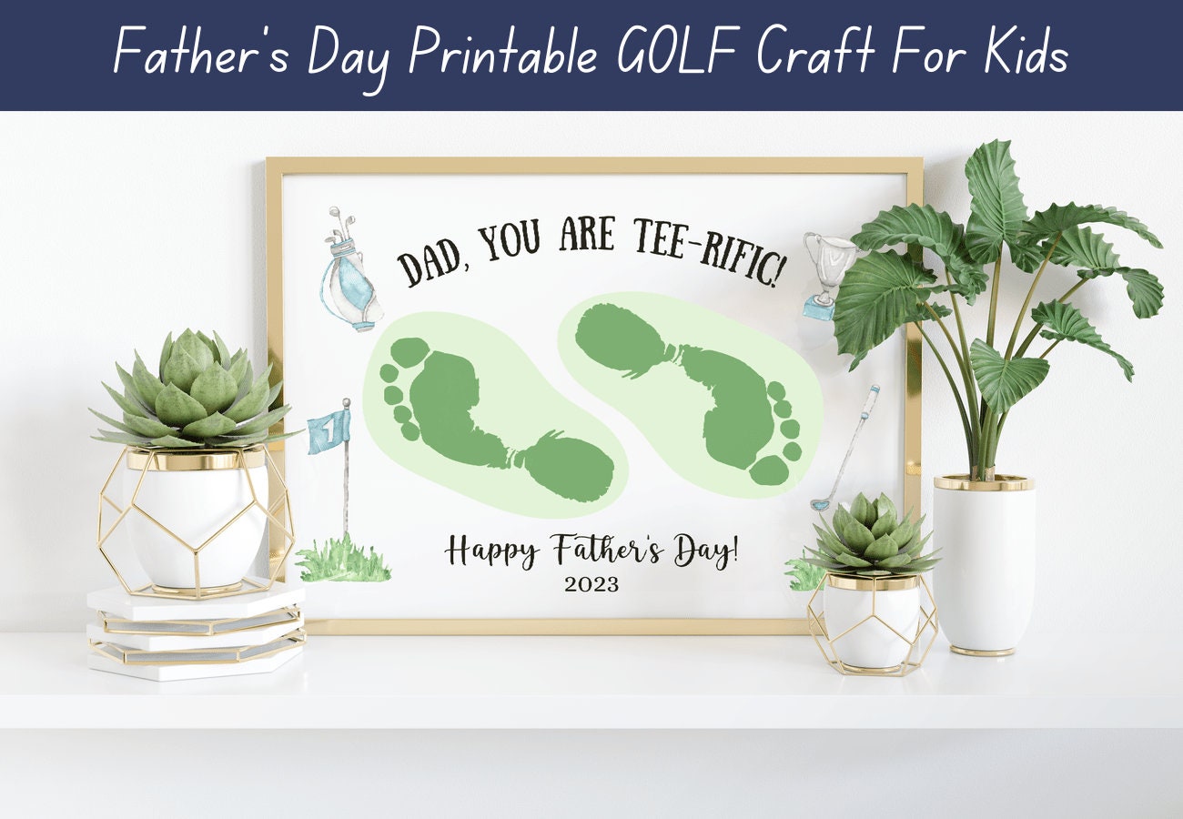 Father's Day Golf Handprint Footprint Art, Printable Craft, Father's ...