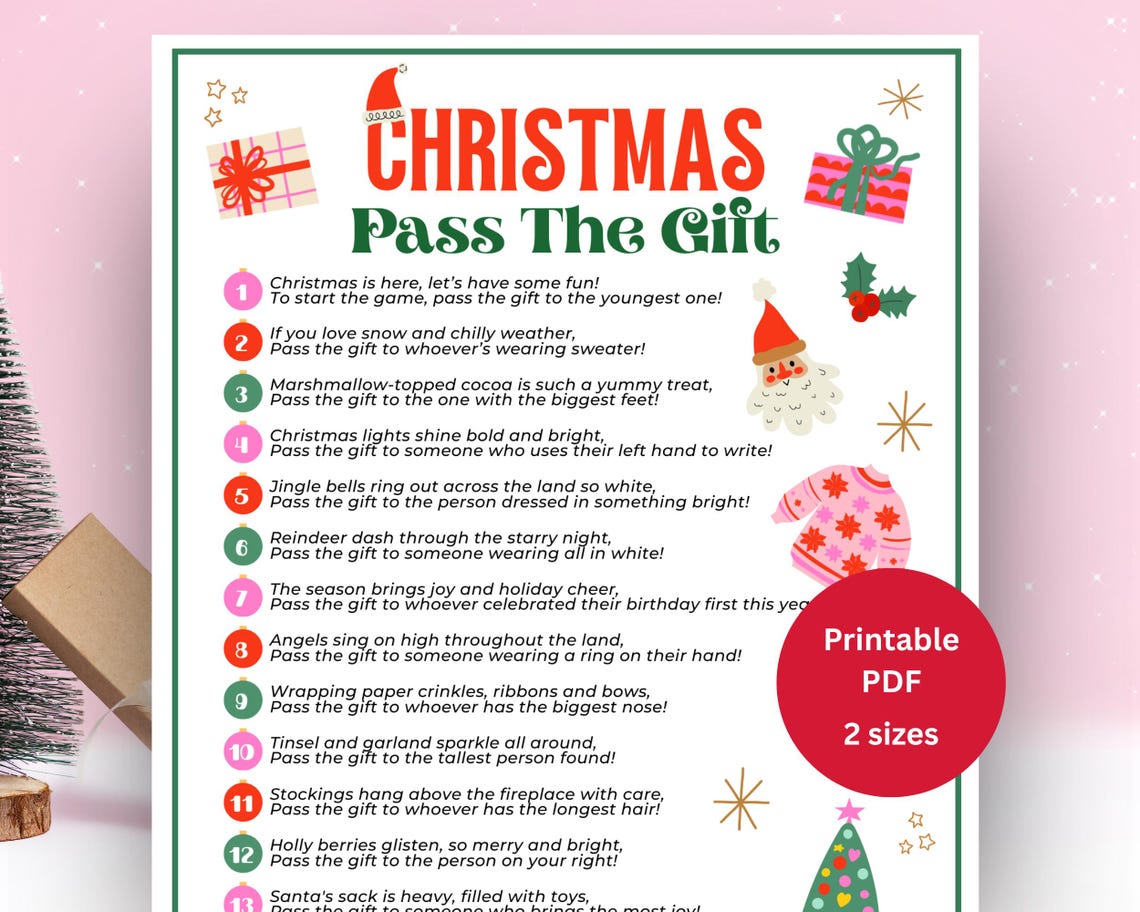 Christmas Pass the Gift Game, Pass the Present, Pass the Prize Poem ...