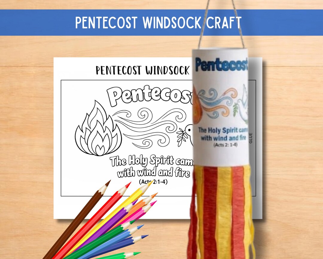 Pentecost Windsock Craft, Pentecost Bible Craft, Holy Spirit Sunday ...