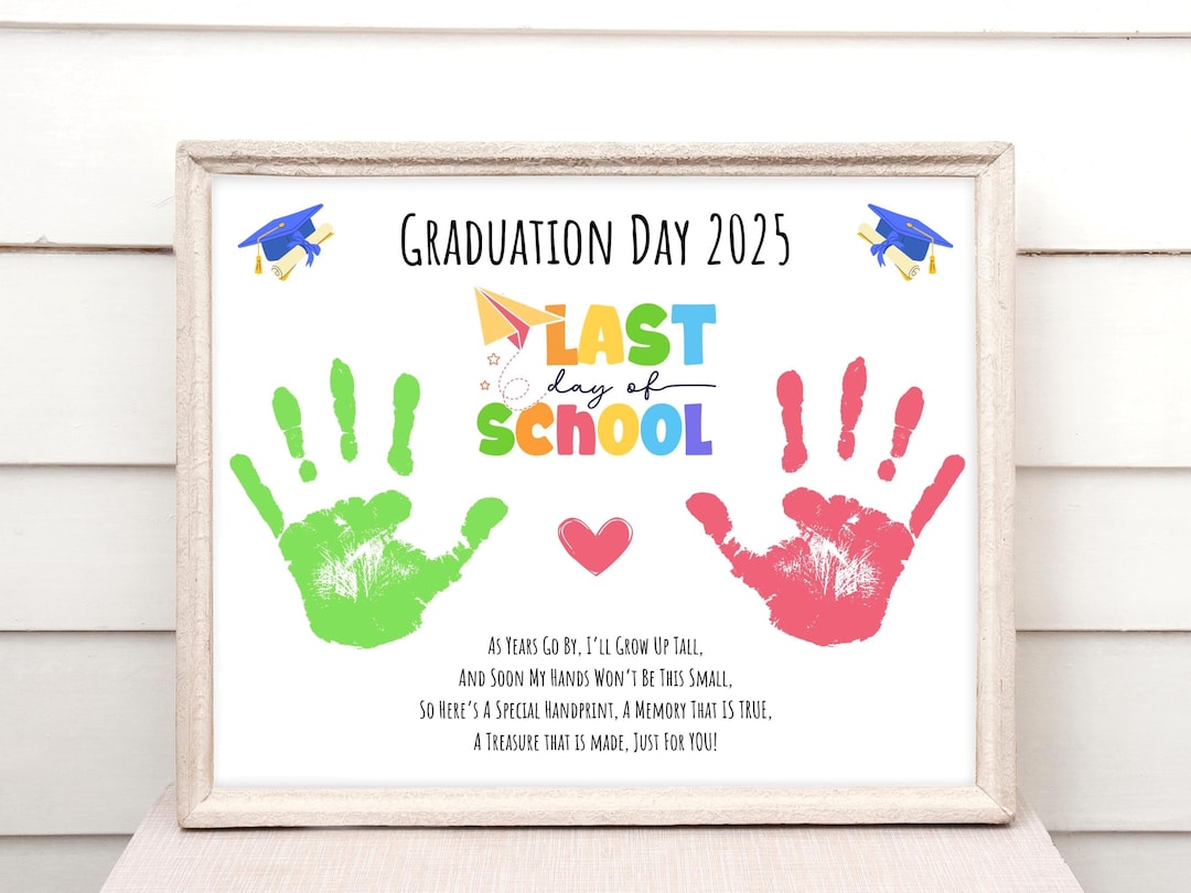 Last Day of School Handprint Art, Kindergarten Preschool Graduation ...