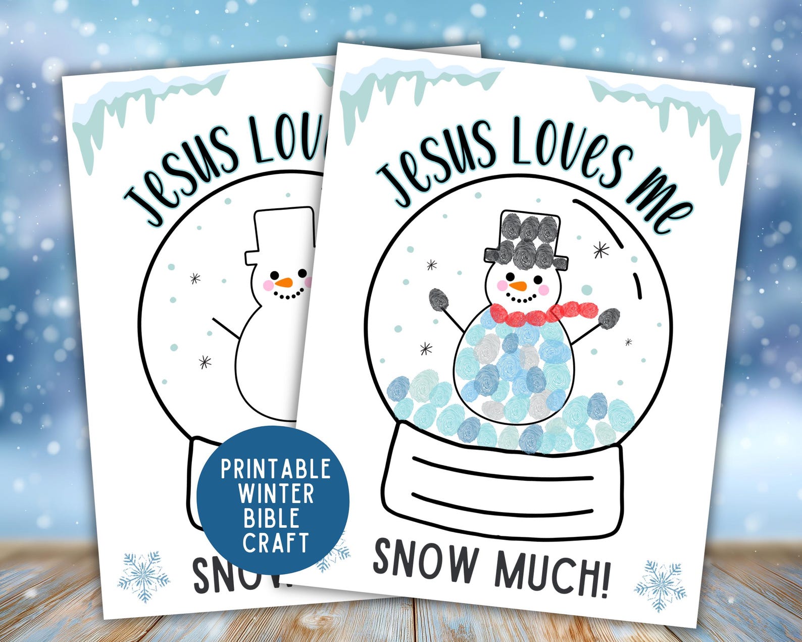 Winter Bible Craft Printable for Kids, Jesus Loves You Snow Much ...