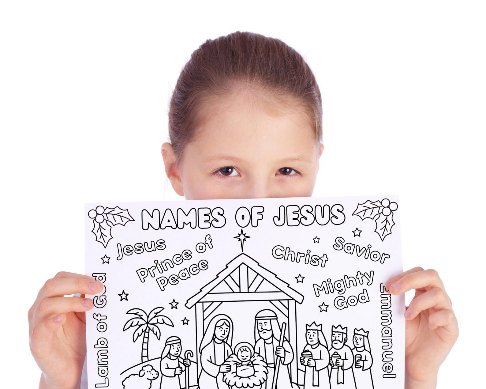 Names of Jesus Coloring Page Printable, Advent Bible Coloring Sheet ...