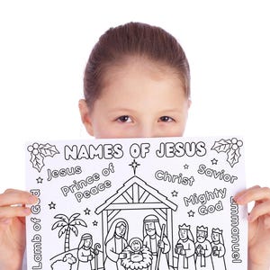 Names of Jesus Coloring Page Printable, Advent Bible Coloring Sheet ...