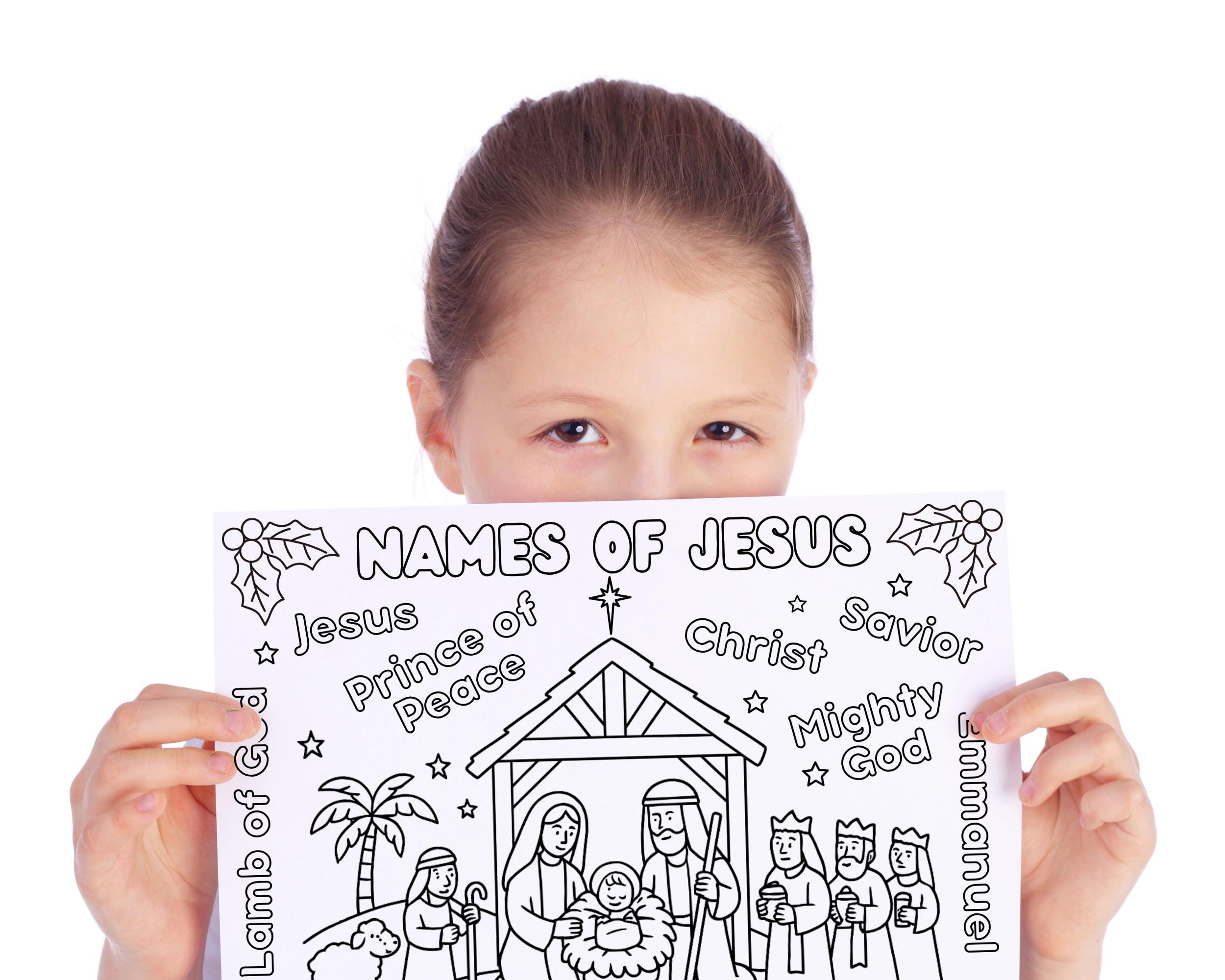 Names of Jesus Coloring Page Printable, Advent Bible Coloring Sheet ...