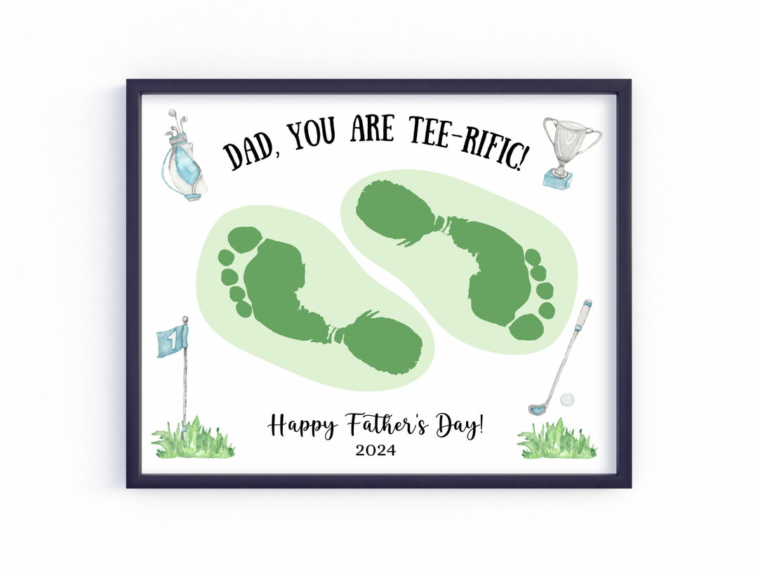 Father's Day Golf Handprint Footprint Art, Printable Craft, Father's ...