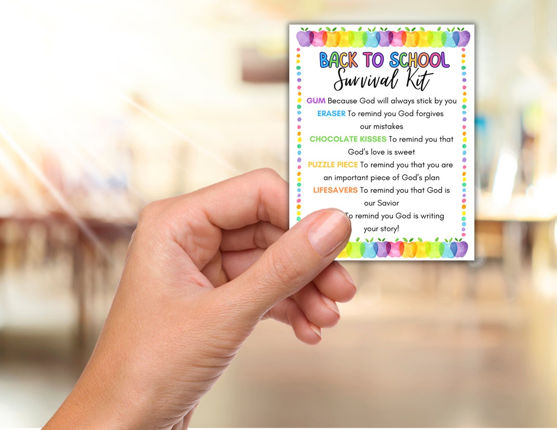 Back to School Survival Kit Tag, Printable Religious Tag, Christian ...