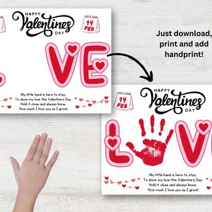 Valentines Handprint Art, Love Kids Toddler Handprint Craft, Handprint ...