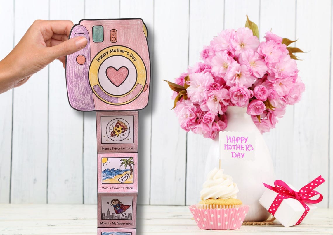 Mother's Day Polaroid Camera Craft for Kids, DIY Instant Photo Camera ...