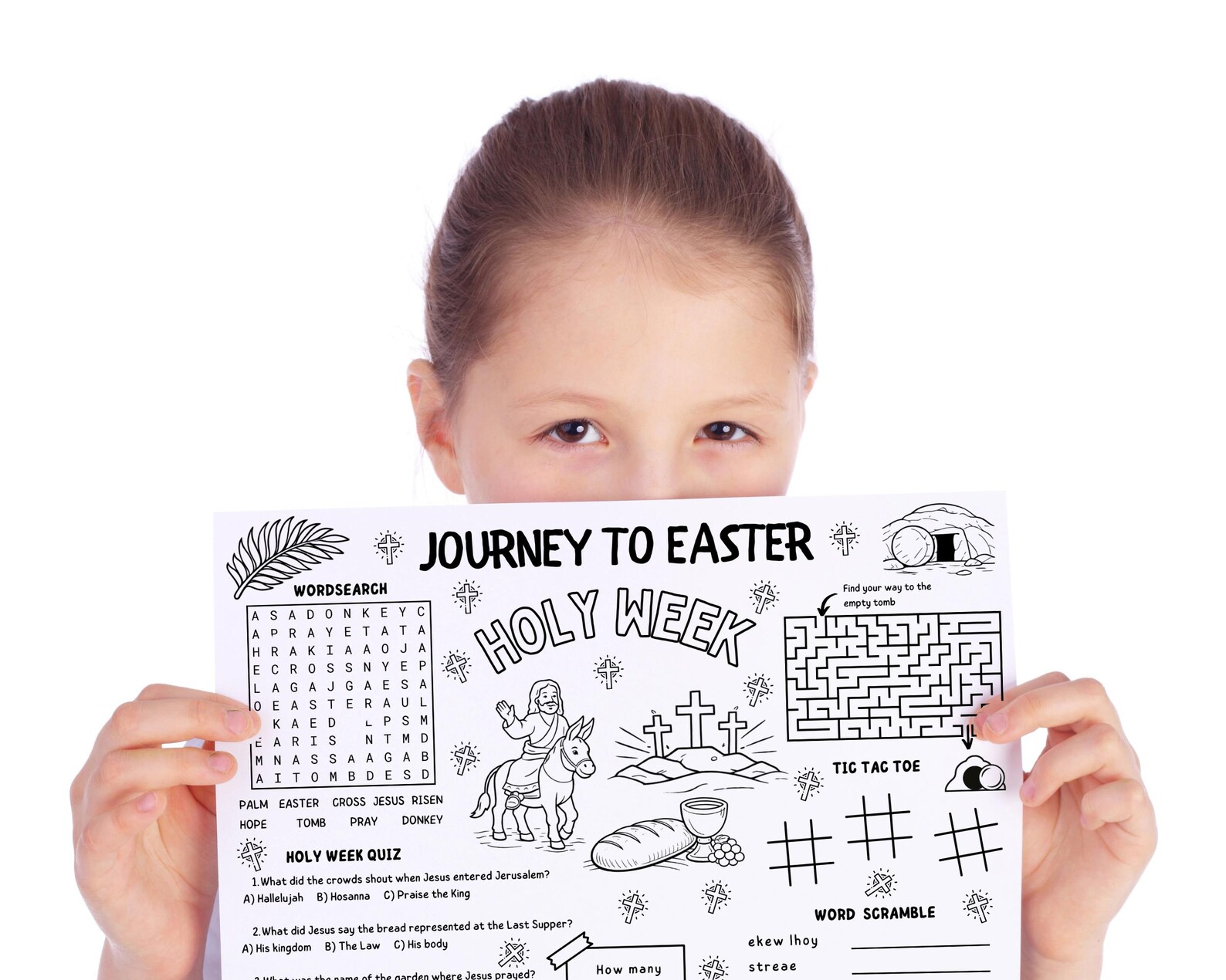 Holy Week Activity Placemat, Easter Coloring Page Printable Activity ...
