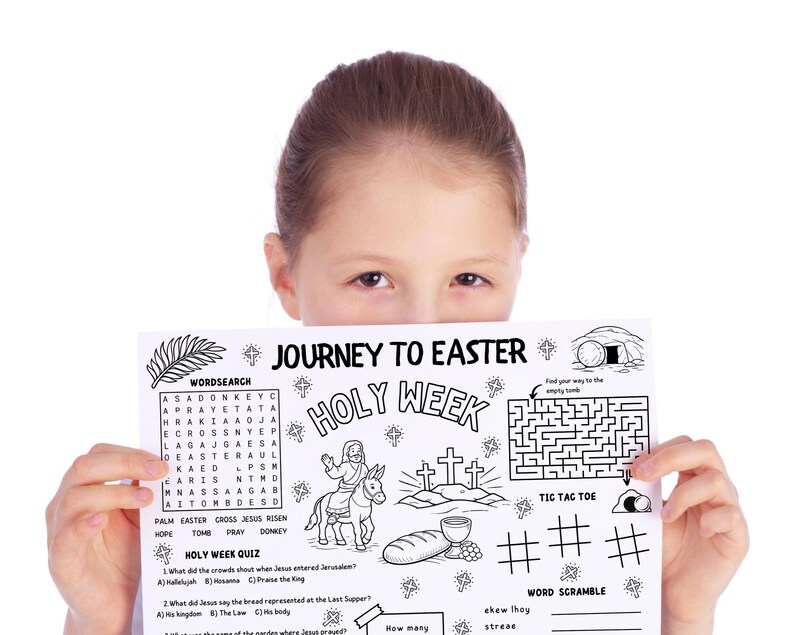 Holy Week Activity Placemat, Easter Coloring Page Printable Activity ...