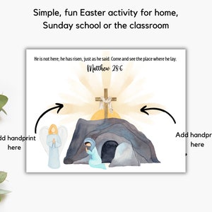 Jesus is Risen Easter Sunday Handprint Art Craft, Resurrection Craft ...