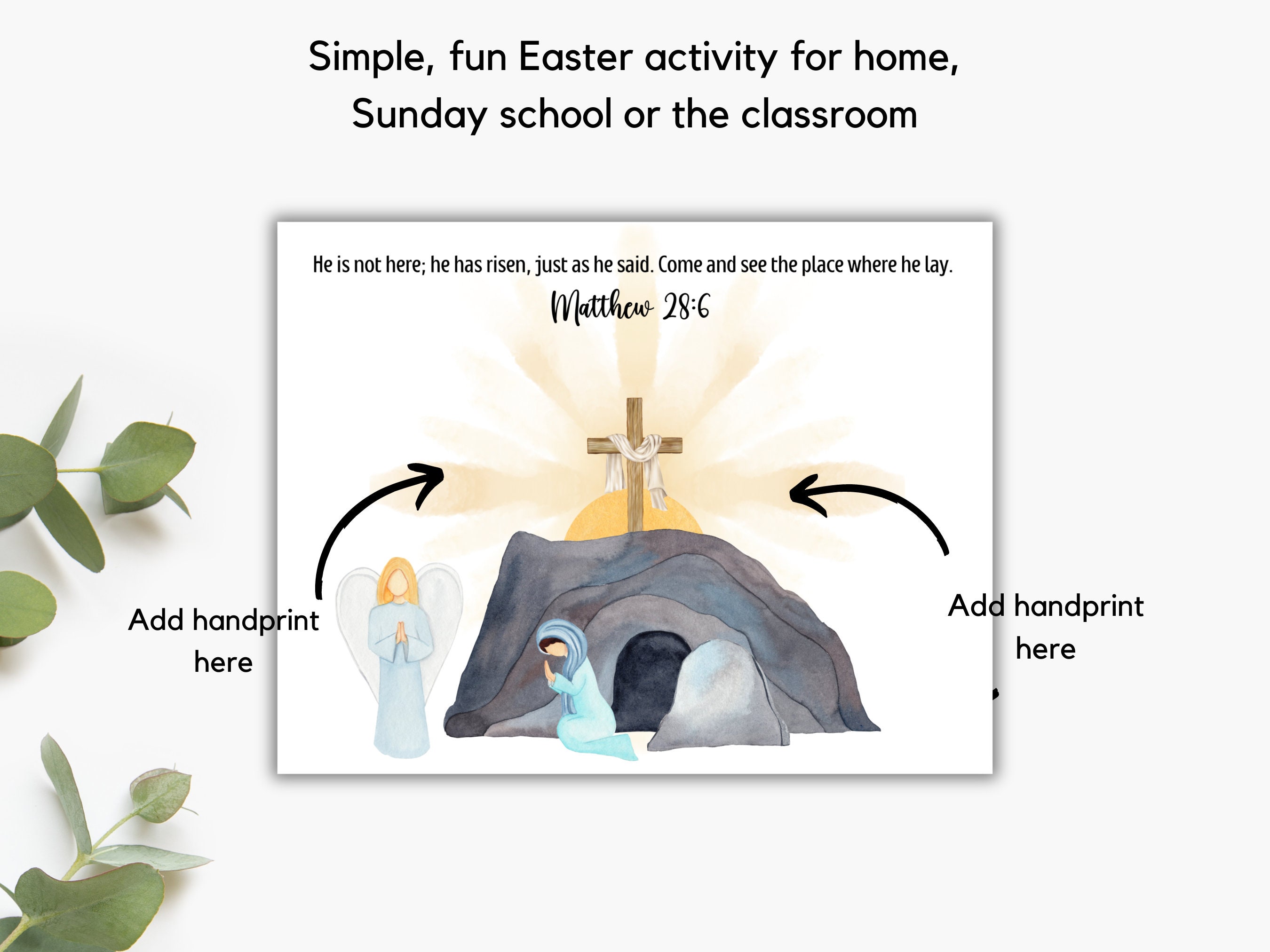 Jesus is Risen Easter Sunday Handprint Art Craft, Resurrection Craft ...