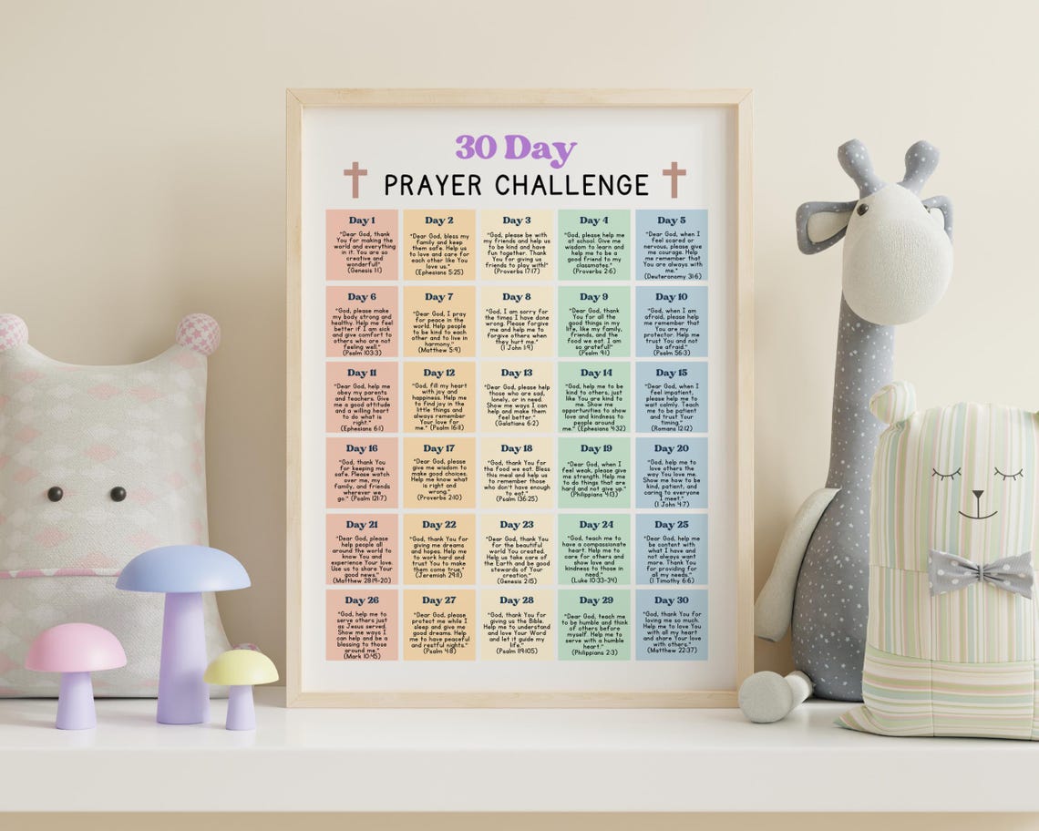 30 Days of Prayer for Kids, Prayer Chart Printable, Daily Prayer Ideas ...