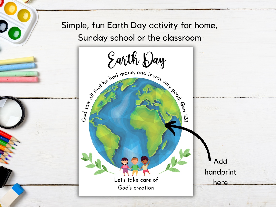 Earth Day Handprint Art, Earth Day Printable, Handprint Craft, Sunday ...