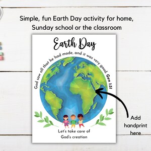 Earth Day Handprint Art, Earth Day Printable, Handprint Craft, Sunday ...