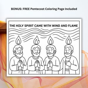 Pentecost Bible Craft Printable, Torn Paper Craft, Coloring Page, Kids ...