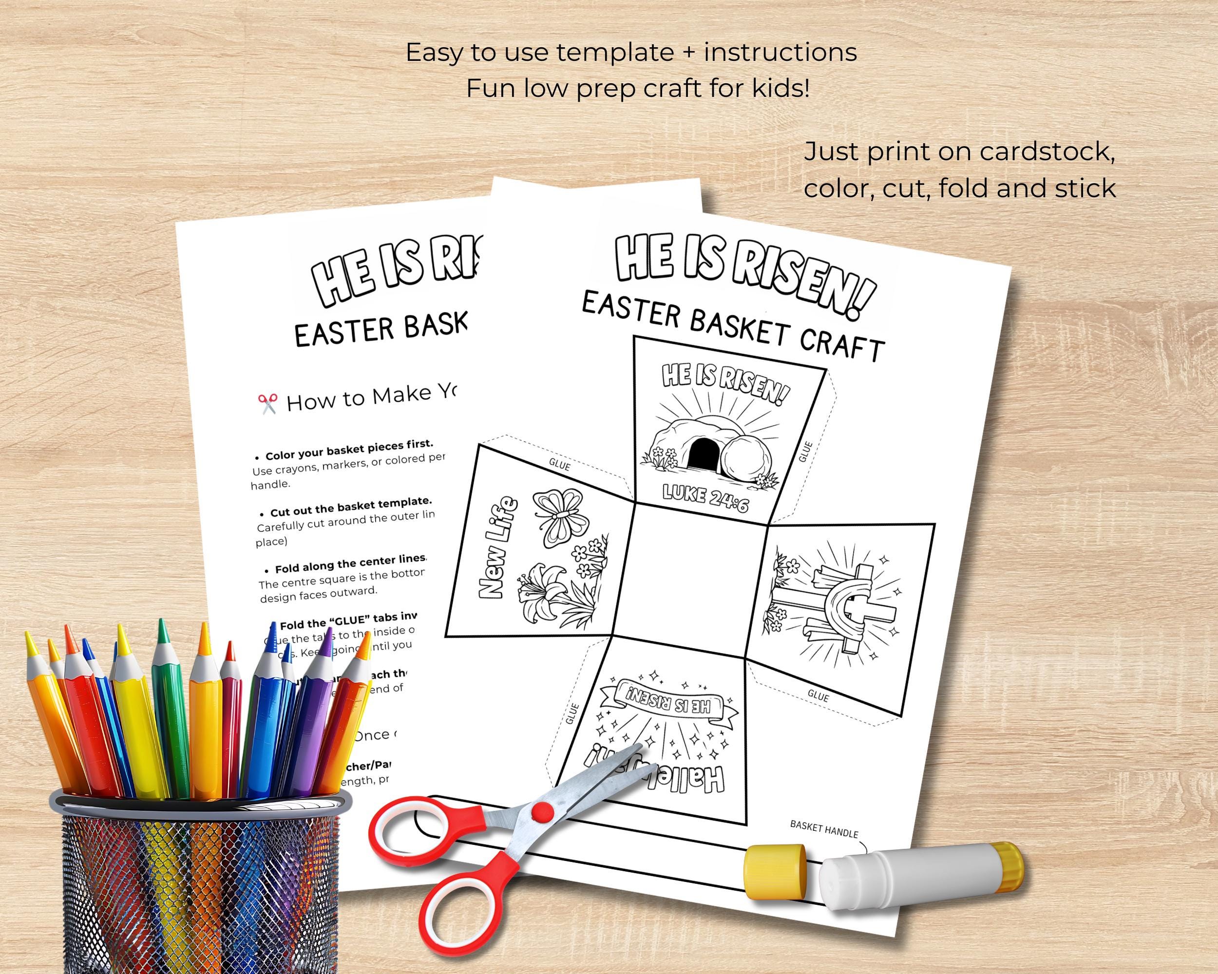 He is Risen Easter Basket Craft for Kids, Easter Bible Craft, Easter ...