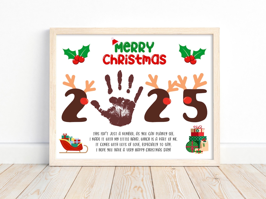 Christmas 2025 Reindeer Handprint Art, Kids Toddlers Handprint Craft ...